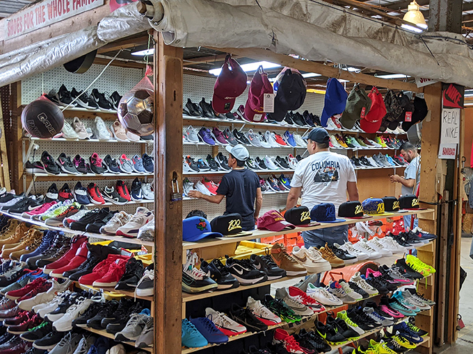 Sneaker paradise where footwear fashion meets function. The perfect place to find those comfortable walking shoes your doctor keeps nagging you about.