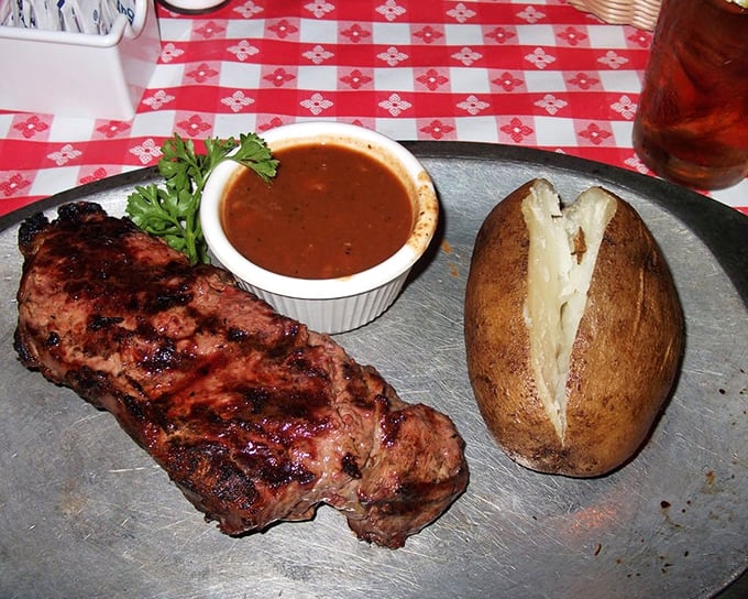 A steak, a spud, and sauce—the holy trinity of steakhouse perfection. Simple pleasures executed with reverence.