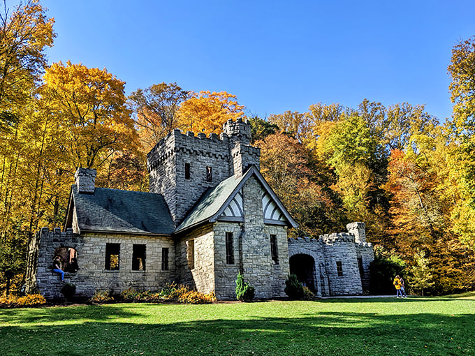 This stone castle nestled among autumn trees looks like where fairy tales go for weekend getaways in the North Chagrin Reservation.