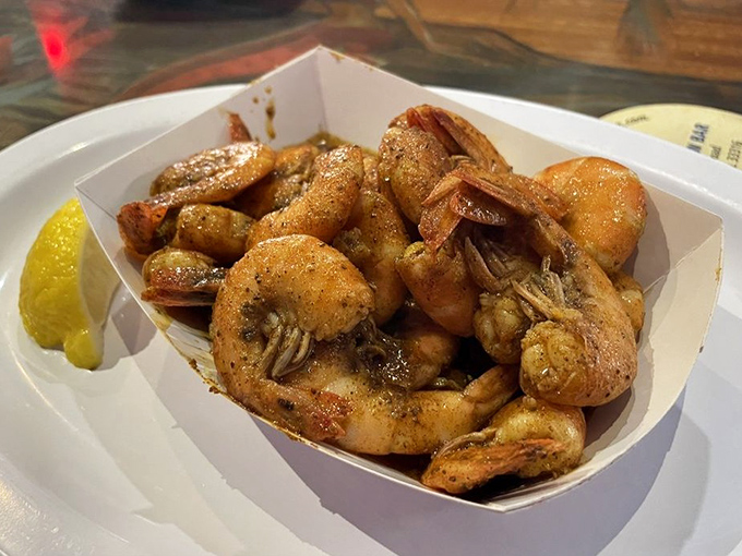 These Old Bay shrimp aren't just cooked—they're respected. Plump, perfectly seasoned, and begging for a squeeze of that lemon wedge.