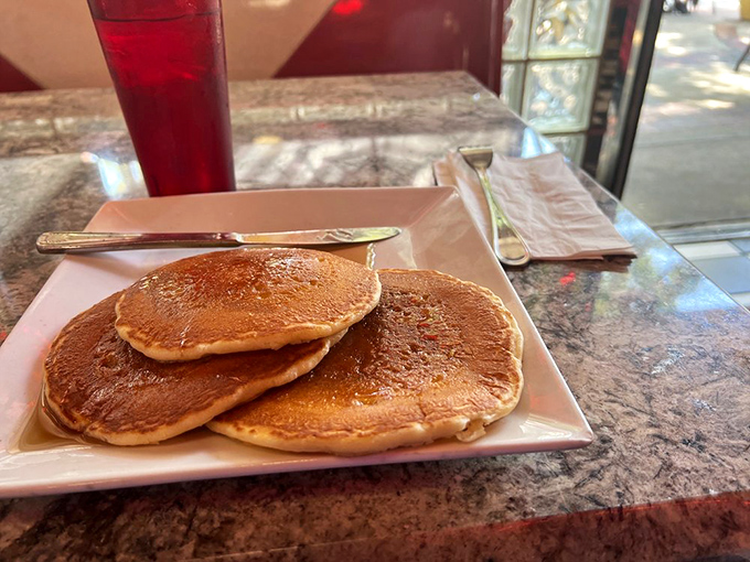 Pancakes so perfectly golden-brown they belong in the Breakfast Hall of Fame. Simple, timeless, and waiting for that first glorious syrup pour.