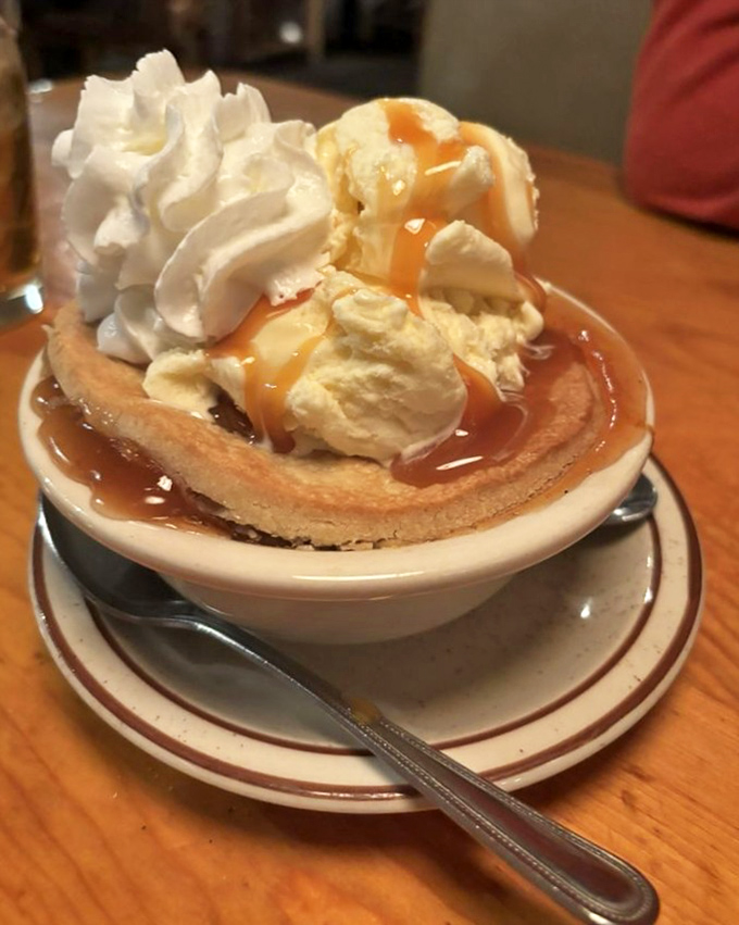 This isn't just dessert—it's a warm hug in a bowl, topped with ice cream that's melting with excitement to meet you.