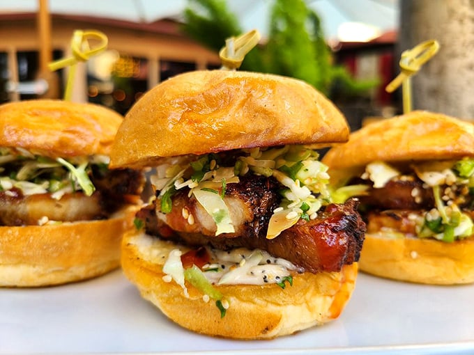 Pork belly sliders that make you question why you've wasted time on lesser sandwiches. Small in size, monumental in flavor.