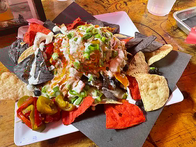 These nachos aren't messing around. Loaded with pulled pork, multiple cheeses, and enough toppings to qualify as a complete meal.