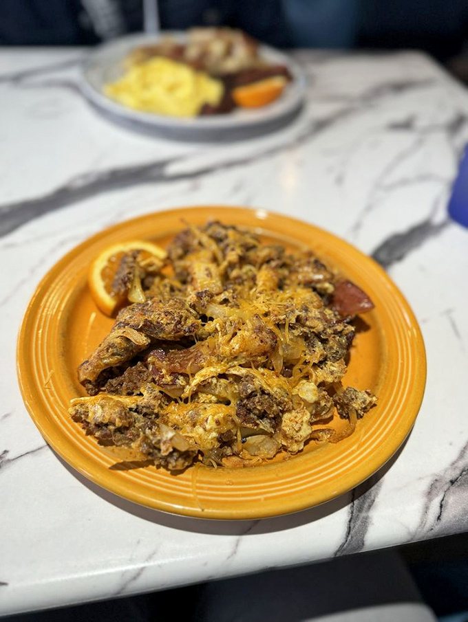 The Rene Skillet looks like what would happen if breakfast threw a party and invited all your favorite ingredients. Pure morning decadence.