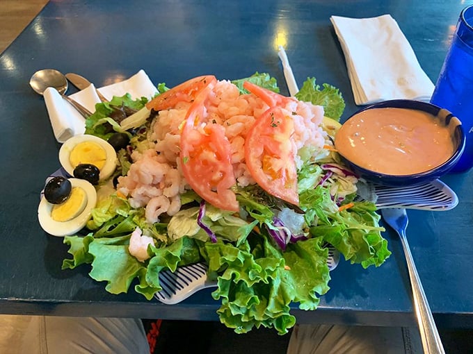 Garden meets ocean in this Shrimp Louie salad. Fresh greens crowned with sweet bay shrimp and classic dressing—proof that "eating light" doesn't mean sacrificing flavor.