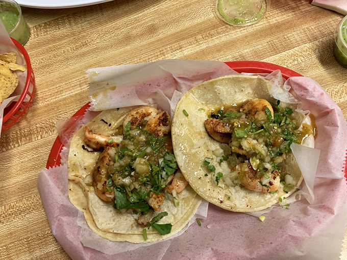 These shrimp tacos aren't just food – they're little coastal vacations wrapped in tortillas, bringing the beach to the Mission one bite at a time.