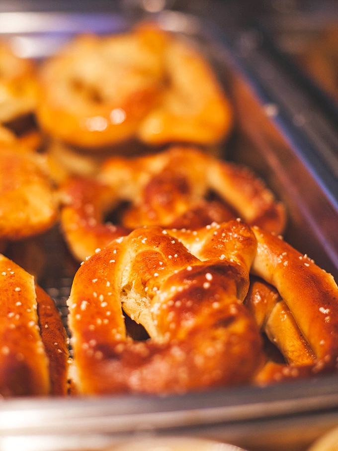 Soft pretzels with that distinctive golden sheen—the jewelry of the carb world. Amish country's answer to the question, "What's better than bread?"