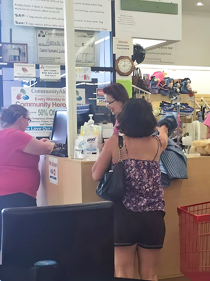The checkout counter—that magical place where thrift store victories are tallied and the "you'll never believe what I found" stories begin.