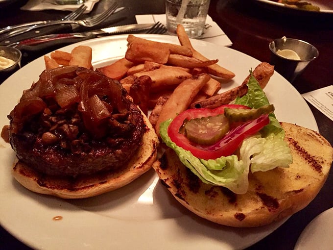Not just any burger—a steakhouse burger that makes fast food versions look like they should be apologizing for even calling themselves "burgers."