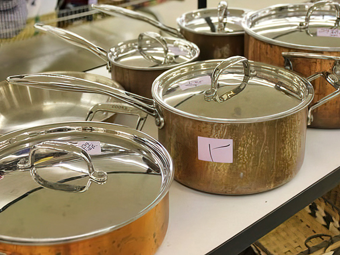 Professional-grade cookware that would make Julia Child weep with joy – at thrift store prices, naturally. 