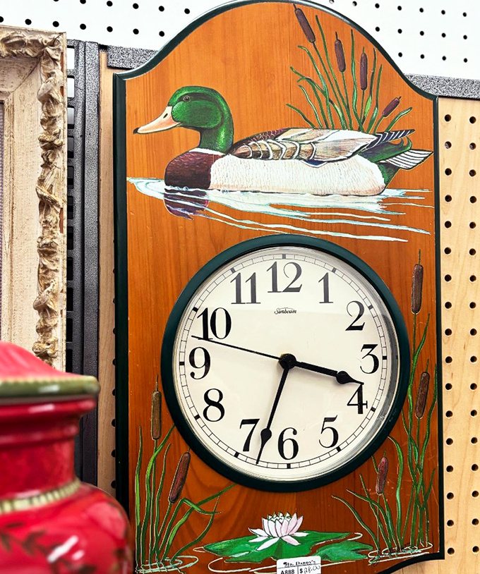 This duck clock doesn't just tell time—it tells stories. Somewhere, a lake house den is missing its most charming conversation piece.