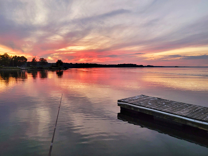 Sunsets at Pymatuning don't just end the day—they celebrate it. That wooden dock is Pennsylvania's version of a front-row seat to nature's nightly show.