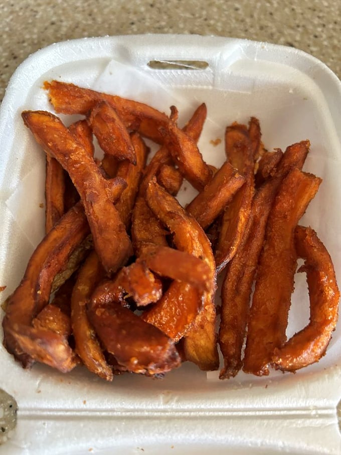 Sweet potato fries – where healthy-adjacent meets indulgent. That caramelized exterior is nature's candy with a side of salt.