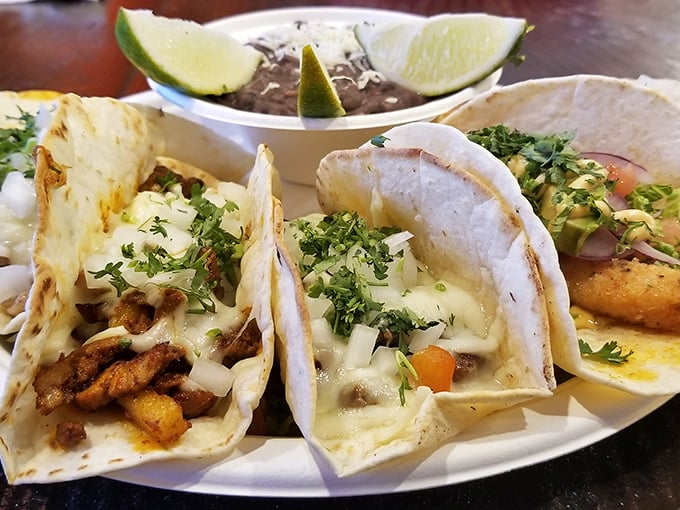 These tacos aren't playing by Taco Tuesday rules—they're bringing Caribbean flair to the tortilla game with toppings that demand your attention.