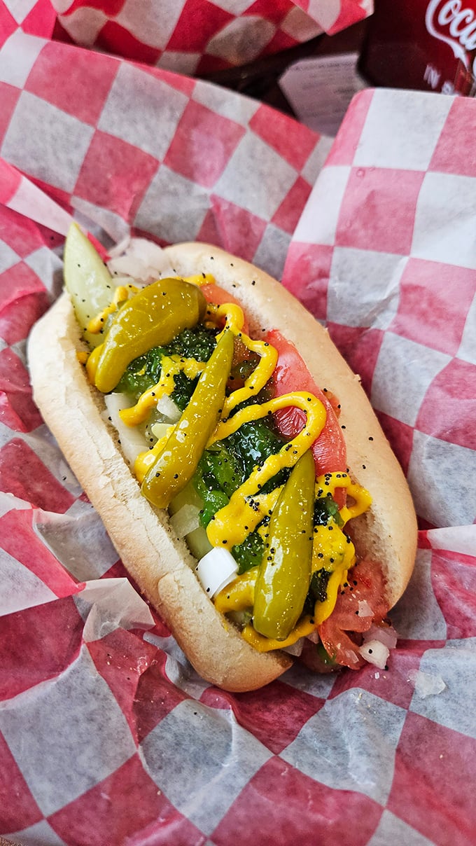 Chicago Dog devotees might call it sacrilege, but Brunswick's version makes a compelling argument. Those sport peppers and mustard zigzags are performing a perfect flavor ballet.