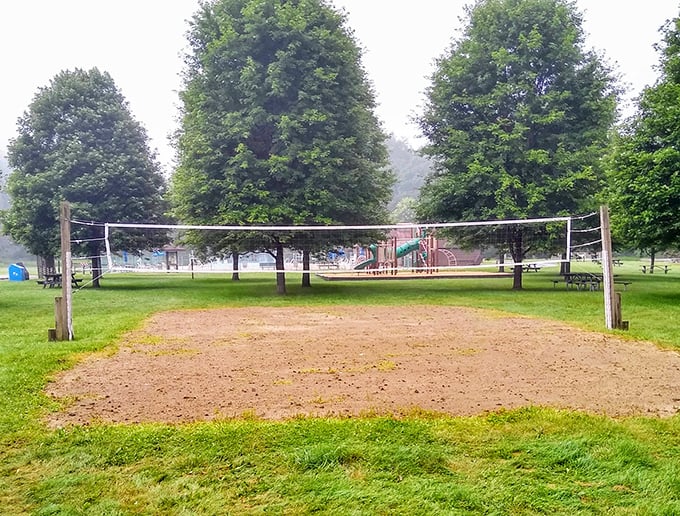 Volleyball court of dreams – where "I haven't played since high school" quickly becomes "watch this spike!" Dignity optional, laughter guaranteed.