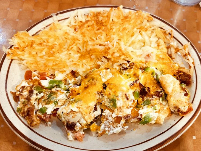 When hash browns and eggs join forces with vegetables and melted cheese, morning magic happens. This Western creation doesn't just feed you—it sustains you.