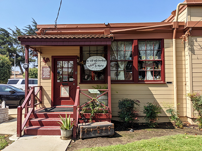 The Salt Lick Country Store beckons with its vintage charm and promise of treasures inside – that old suitcase on the porch could tell stories!