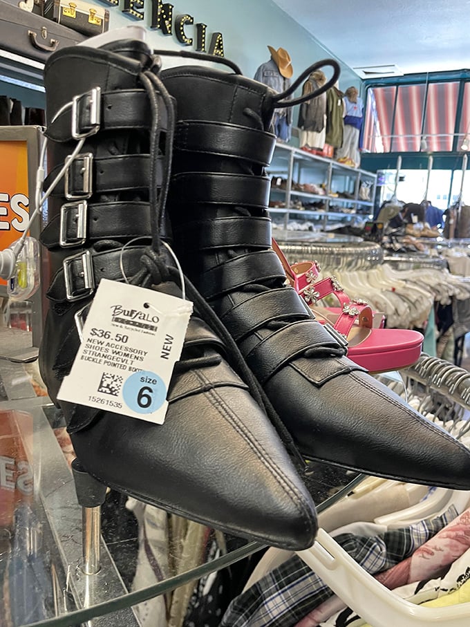 These statement boots weren't made just for walking—they're conversation pieces with buckles that mean business.