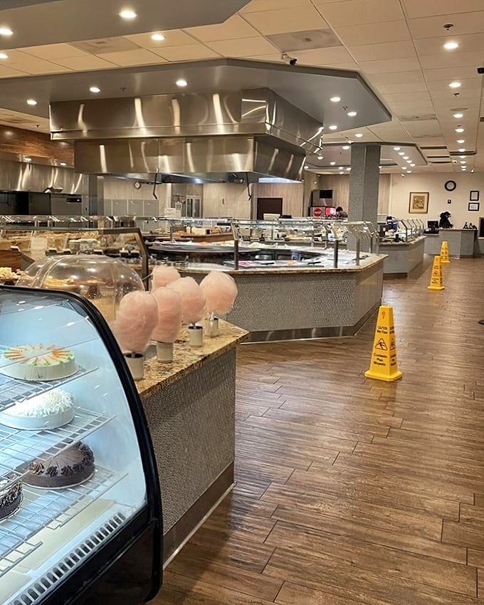The buffet's grand central station—where diet plans go to negotiate temporary surrenders and stretchy pants justify their existence in your wardrobe.