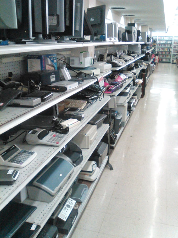 The electronics section: where yesterday's cutting-edge technology comes for its encore performance. That calculator might still have someone's algebra answers in it!