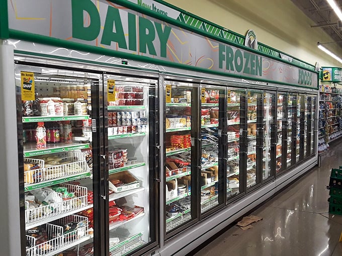 The frozen food section rivals upscale grocers, minus the heart-stopping prices that usually accompany convenience.