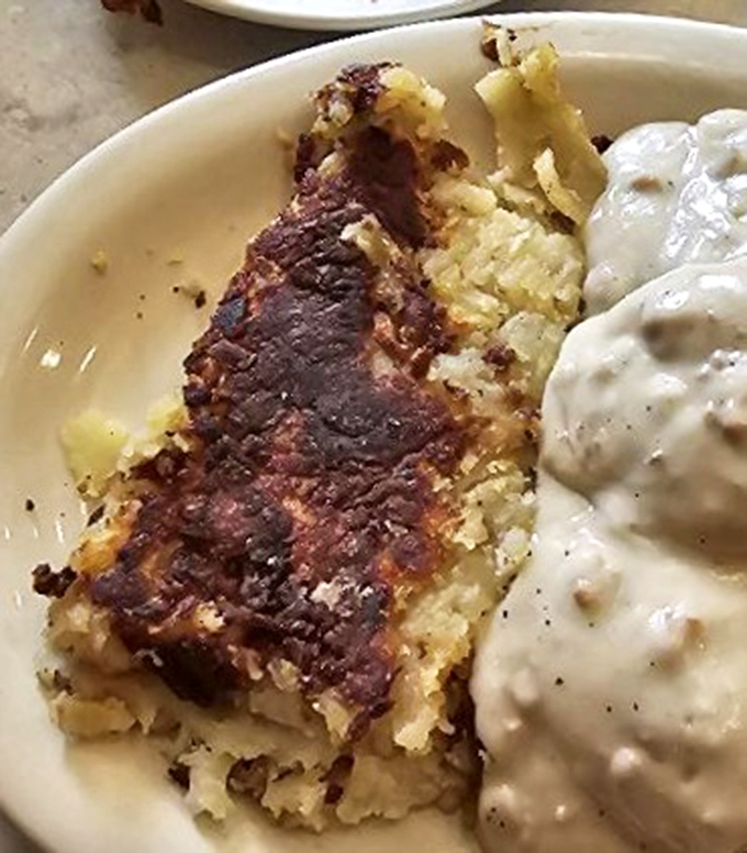 Scrapple and gravy—Pennsylvania's contribution to breakfast excellence. Like a culinary time machine to when calories weren't counted, just appreciated.