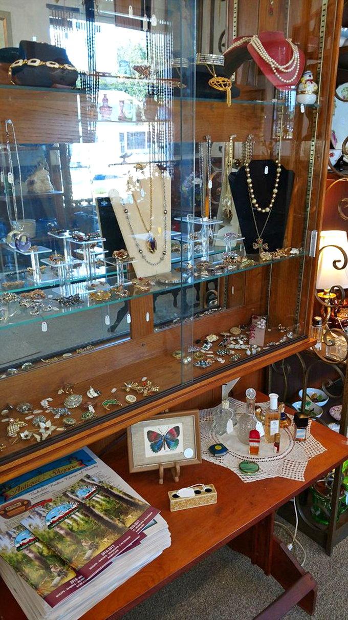 Jewelry displays that make modern department stores look downright boring—each piece with more character than an episode of Golden Girls.