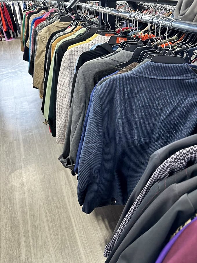 The men's section offers enough button-downs and blazers to outfit an entire season of Mad Men—with change left for coffee.