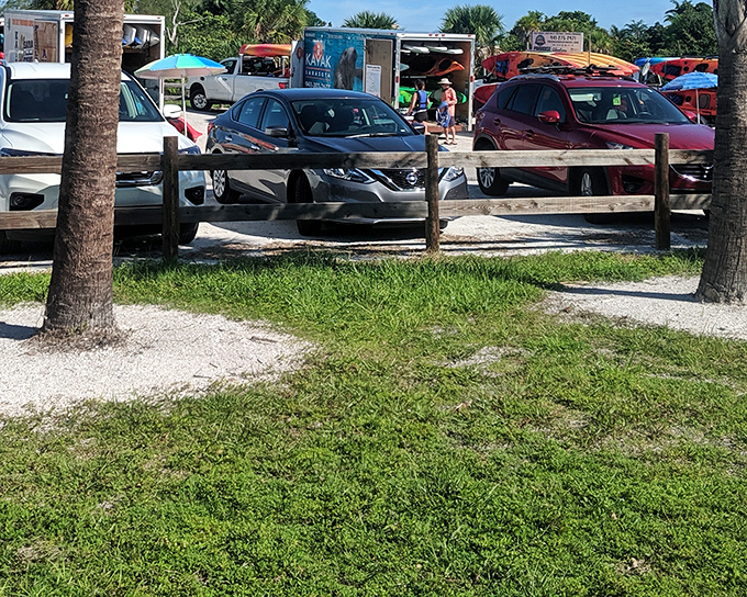 The unassuming gateway to wilderness wonders. This humble parking area is where you leave behind civilization and prepare for natural splendor.