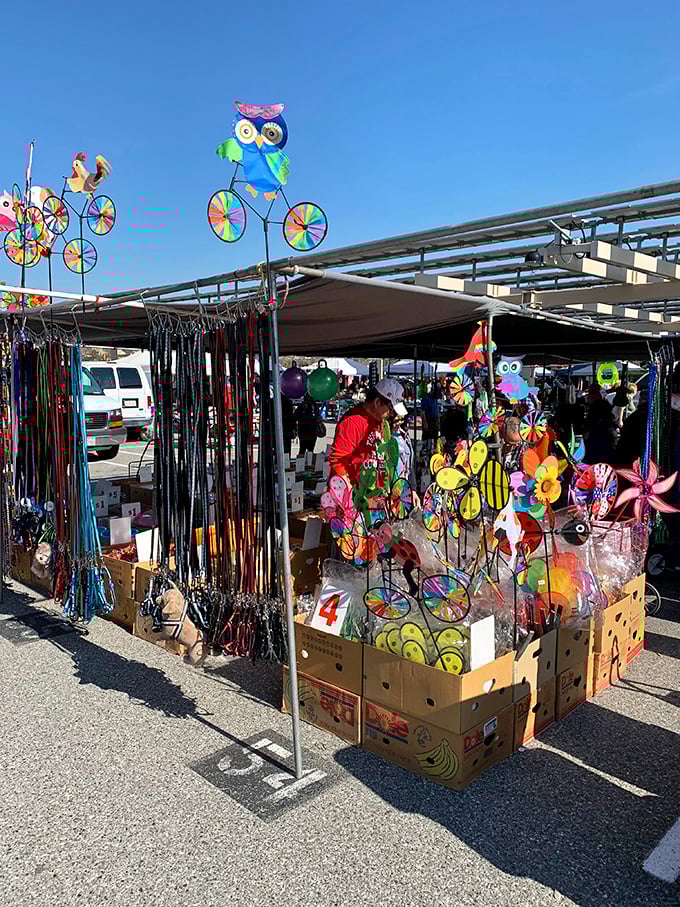 Colorful pinwheels and garden ornaments create a carnival atmosphere. That owl on a bicycle might be the conversation piece your patio never knew it needed.