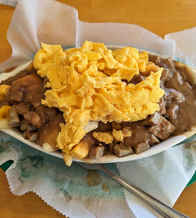Breakfast poutine that answers the eternal question: "What if gravy, potatoes, and eggs had a delicious love child?"