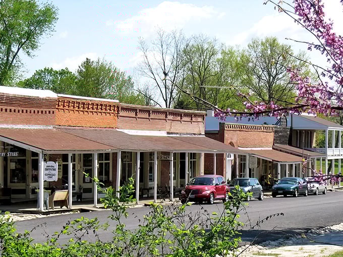 Arrow Rock's Main Street preserves pioneer history where Santa Fe Trail travelers once prepared for western journeys. 