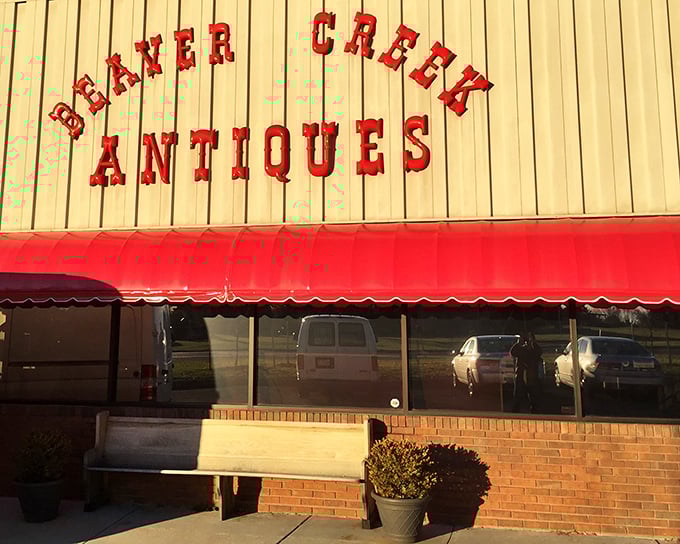 Beaver Creek Antique Market announces itself with bold red letters that promise adventure. The sign alone is practically vintage!