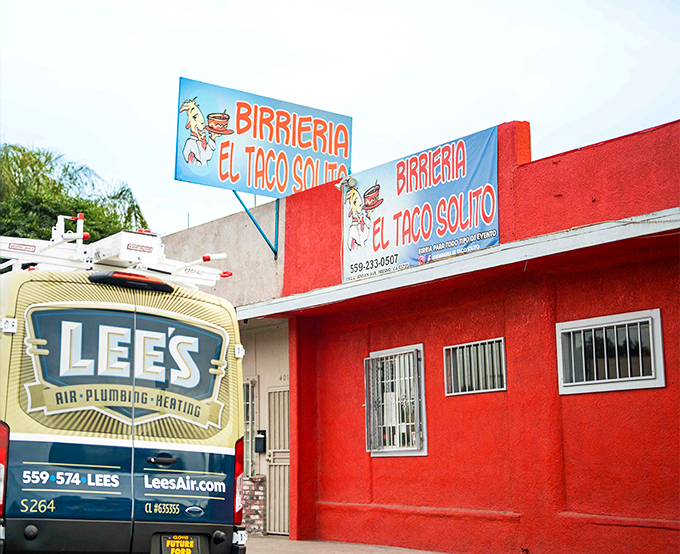 Birrieria El Taco Solito's vibrant food truck brings a splash of color and serious birria credentials to Fresno. That cartoon shrimp knows you're in for a treat!