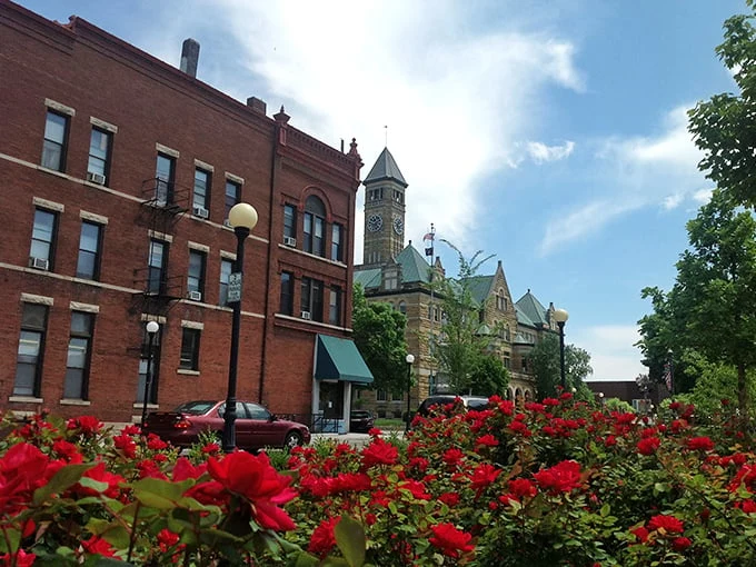 Charleston's classic courthouse steps lead the way to small-town governance. Red brick never looked so dignified or approachable!