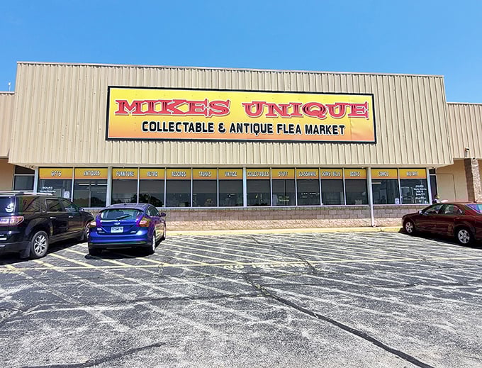 Mike's Unique lives up to its name with that distinctive yellow signage. Promising treasures as bright as its exterior!