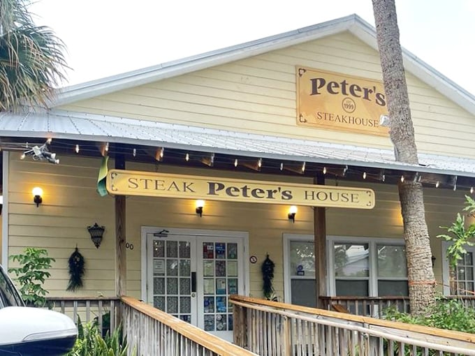 Peter's charming cottage exterior feels like dining at a friend's beach house – if your friend happens to be a steak wizard.