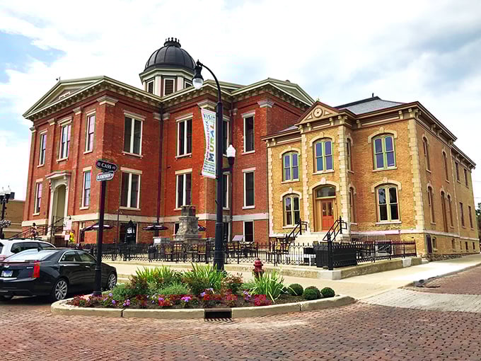 The historic courthouse anchors Woodstock's town square like a stately grandfather at a family reunion – dignified yet approachable.
