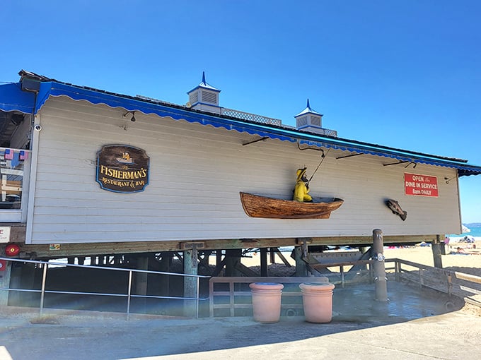 The bright white building with nautical touches houses some of San Clemente's most beloved seafood. Dining with your toes practically in the Pacific!