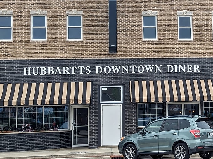 Those striped awnings at Hubbartt's aren't just for show – they're signaling "serious breakfast ahead!"