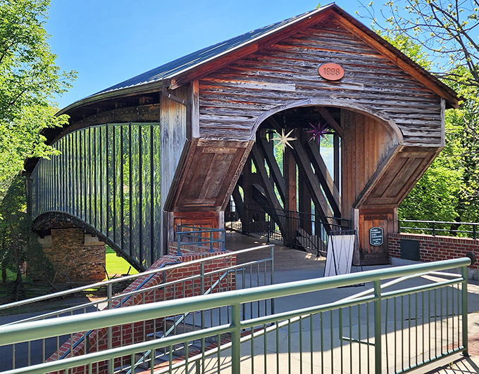 That arched entrance practically begs you to drive through. Like a wooden portal to Winston-Salem's charming historical district.