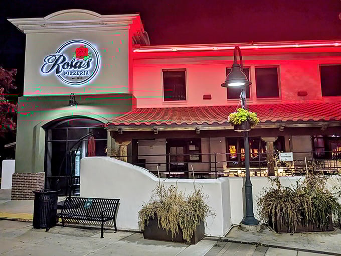 When the sun goes down, Rosa's lights up – a beacon of pizza possibility in the heart of Prescott Valley.