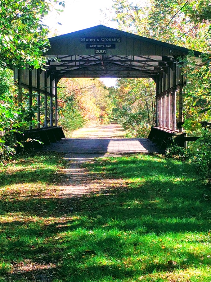 Wabash Cannonball Trail: Stoner's Crossing covered bridge stands as a wooden time capsule. Some things are worth preserving, especially on a sunny day.