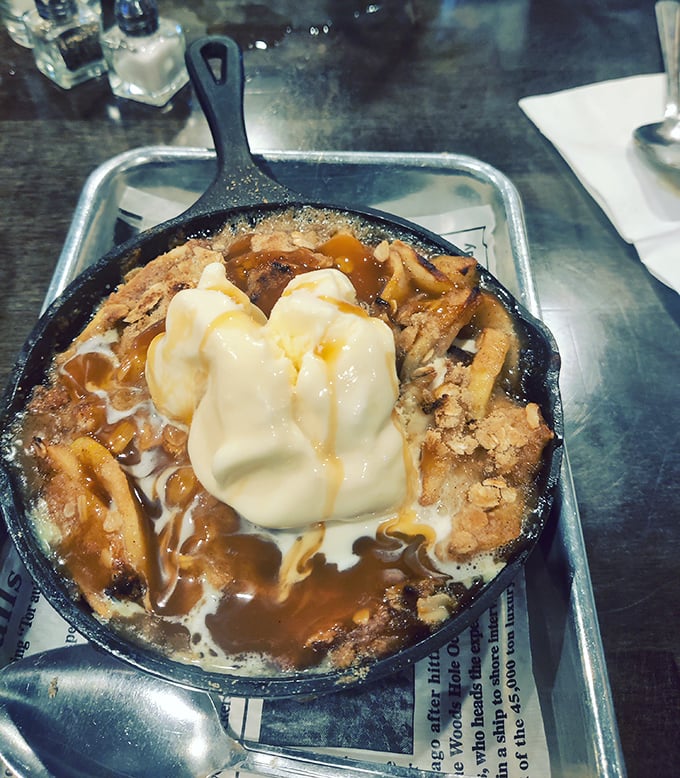 A skillet of warm comfort that whispers, "Diet tomorrow." Apple crisp topped with ice cream is what happens when nostalgia and indulgence have a delicious baby.