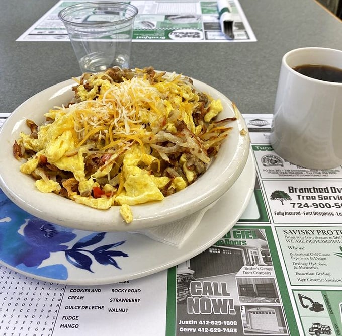 When breakfast components unite in perfect harmony – eggs, potatoes, cheese, and more creating a symphony of flavors that makes morning people of us all.