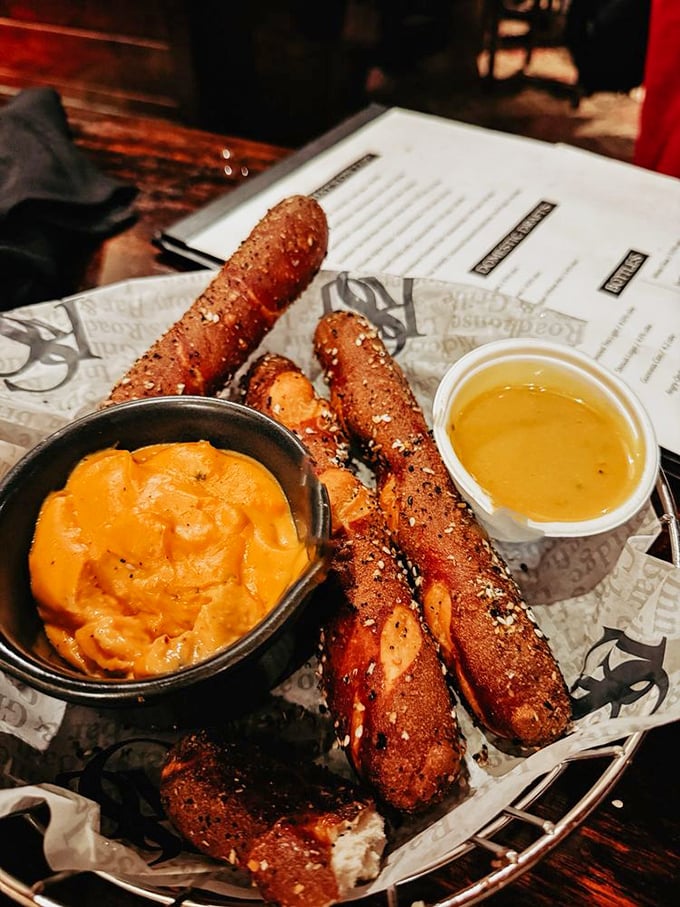 These Bavarian pretzels aren't just twisted dough—they're time machines to Munich's beer halls, complete with cheese dip that demands to be dunked.