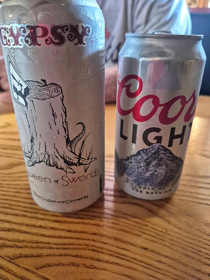 Cold beer in unpretentious cans—the perfect companions for food that speaks for itself. No sommelier required, just thirst and appreciation.