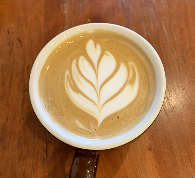Latte art isn't just for Instagram—this velvety creation with its perfect leaf design tastes even better than it looks.